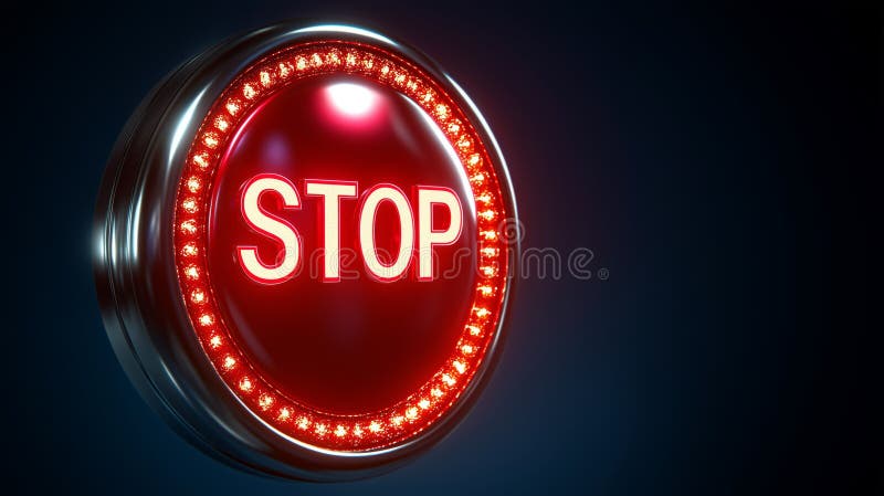 Illuminated Red Stop Button with LED Lights Stock Illustration ...