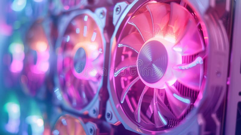 Illuminated RGB Fans Inside a Computer Case Stock Photo - Image of tech ...
