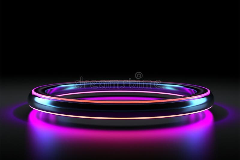 Illuminated Ring Neon Light and Laser on a Sleek Display Stock ...