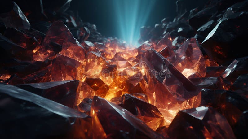 Illuminated Rocks Flying in Transparent Color. Generative Ai Stock ...