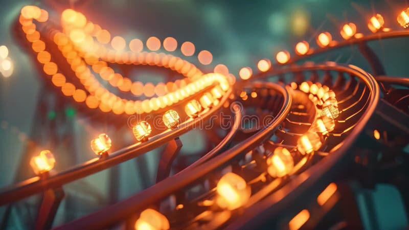 Illuminated Roller Coaster at Night, Depict the Volatile Nature of ...