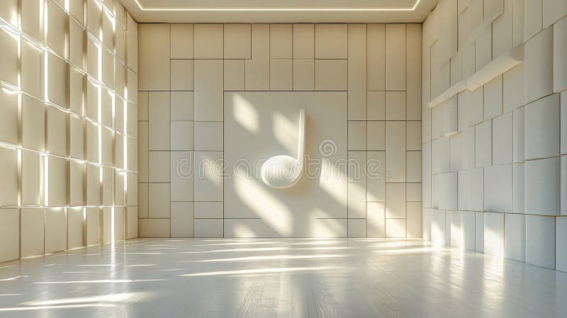 Illuminated Room Featuring a Music Note with Cube Textured Walls and ...