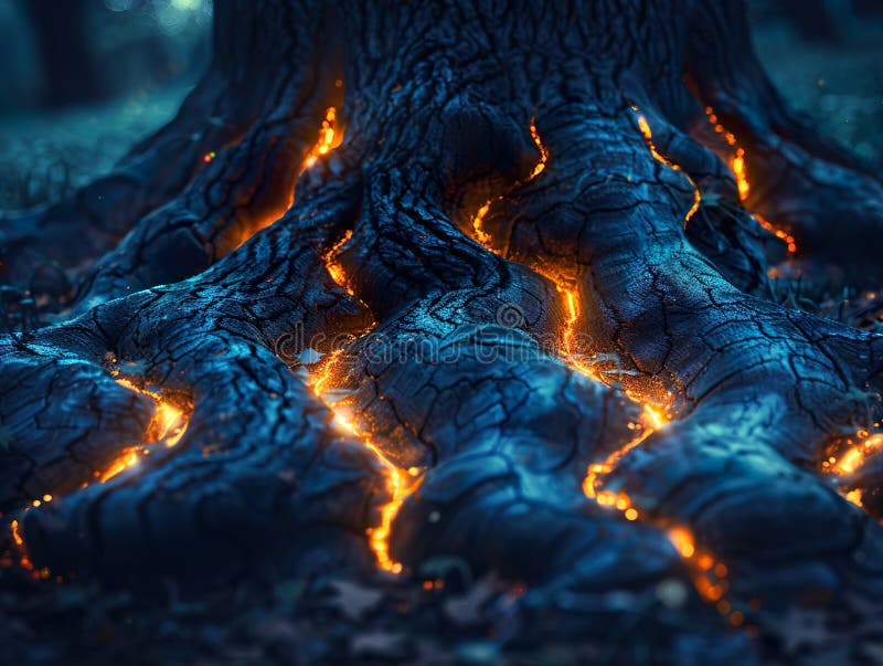 The Illuminated Roots of a Mystical Tree in the Enchanted Forest, Full ...