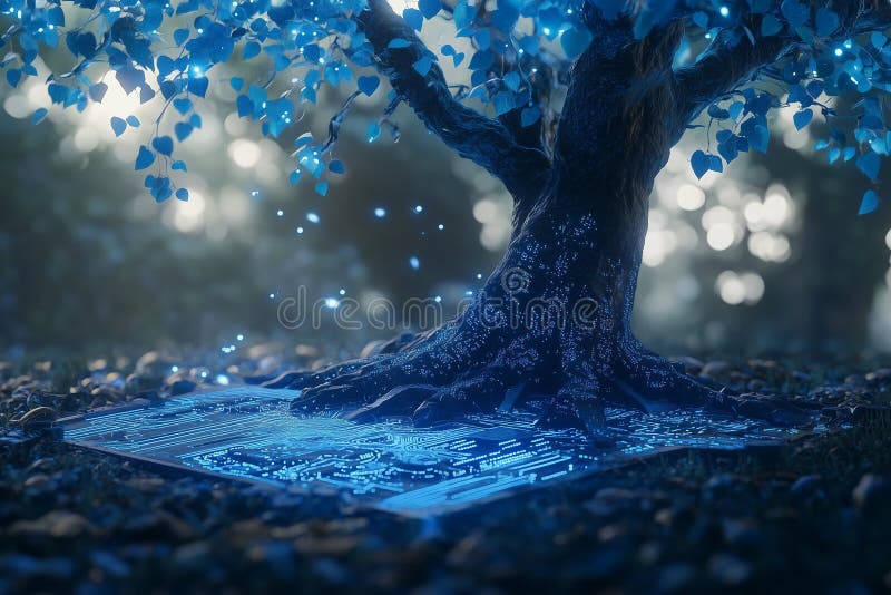 Illuminated Roots of Technology Stock Illustration - Illustration of ...