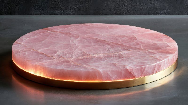 Illuminated Rose Quartz Circular Tabletop Display Stock Illustration ...