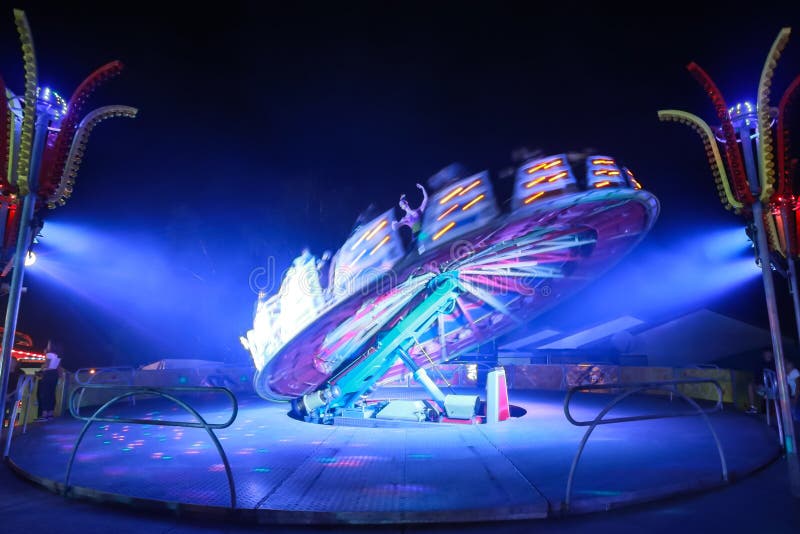 Rotating Device In Amusement Park Stock Image - Image of movement ...