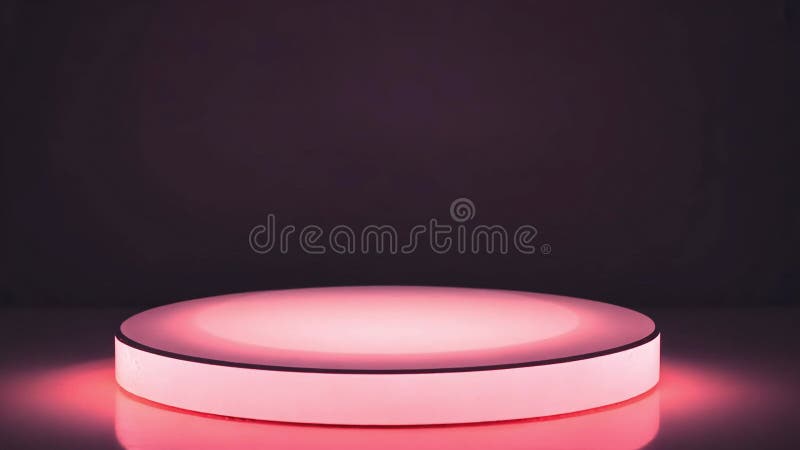 Illuminated Round Platform on Pink and Orange Gradient Background Stock ...