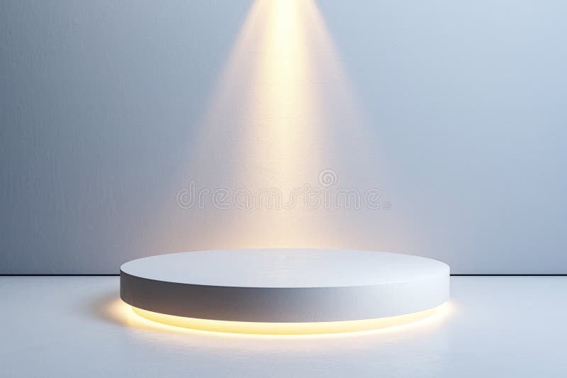Illuminated Round Podium Under Spotlight in Minimalistic Studio. 3D ...