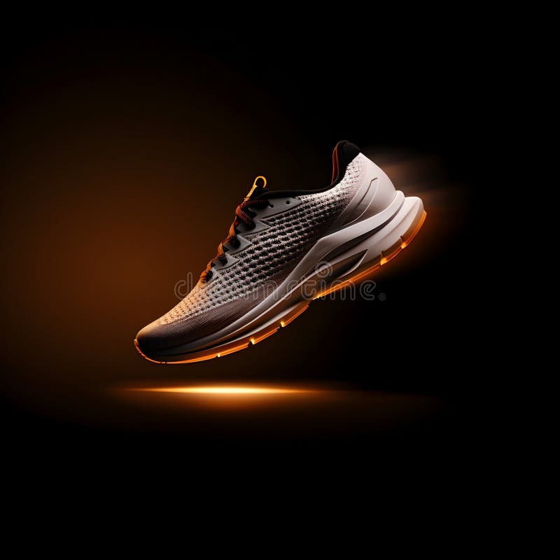 Illuminated Running Shoes on Solid Dark Background Showcasing Dynamic ...