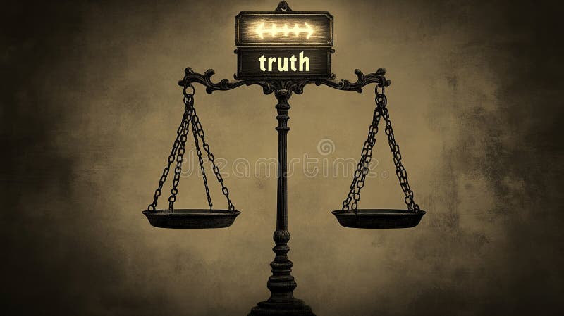 Illuminated Scales of Justice Displaying "truth Stock Photo - Image of ...