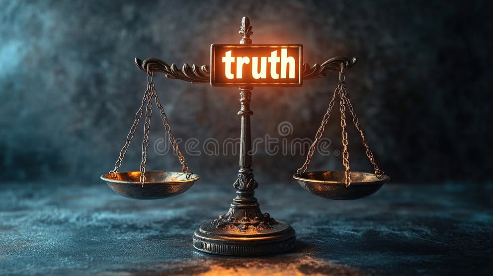 Illuminated Scales of Justice Displaying the Word "truth Stock Image ...
