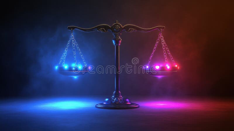 Illuminated Scales Representing Balance between Justice and Fairness ...