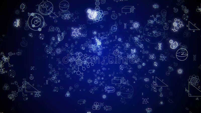 Illuminated Science and Math Concepts in Blue Stock Footage - Video of ...