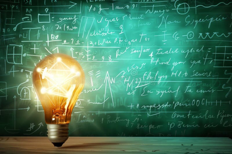 Illuminated Scientific Lamp Surrounded by Physics and Math Formulas on ...
