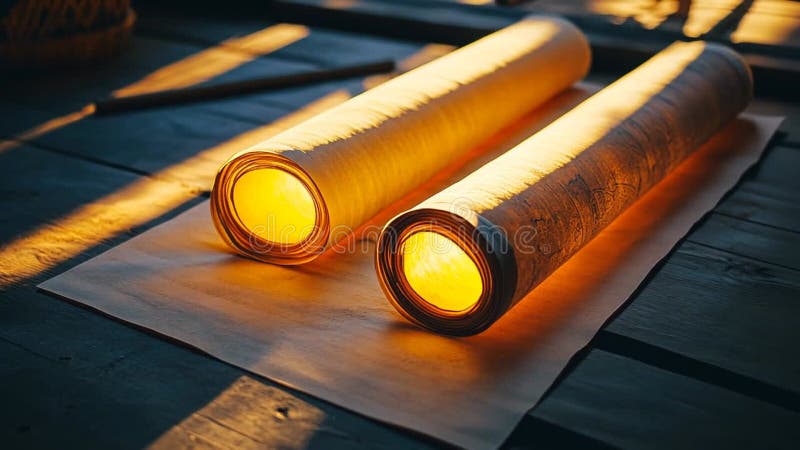 Illuminated Scrolls: Ancient Knowledge Unveiled on Rustic Wood ...