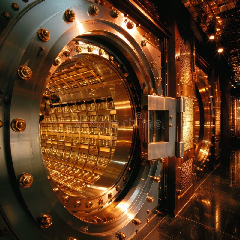 Illuminated Secure Vault Interior Stock Image - Image of financial ...