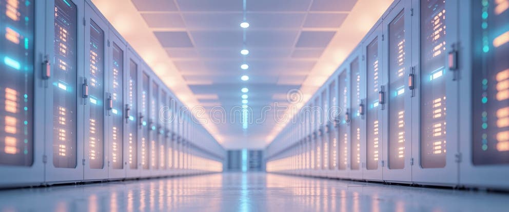 Illuminated Server Racks in a Modern Data Center Stock Photo - Image of information, center ...