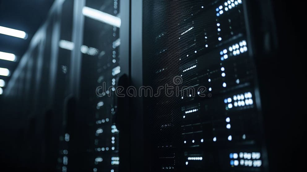 Illuminated Server Racks in a Modern Data Center Setting. Stock ...