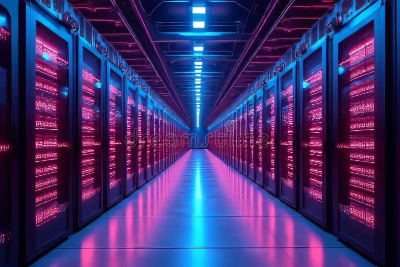 Illuminated Server Racks in a StateoftheArt Data Center a Visual ...