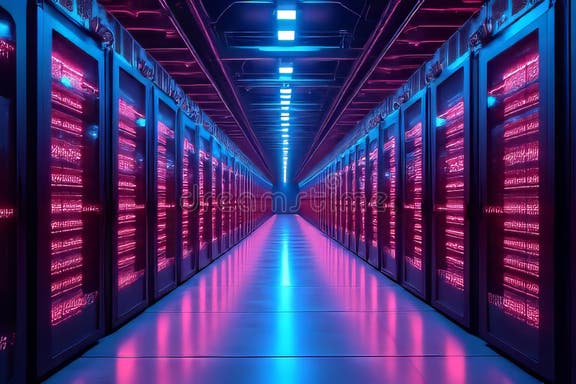Illuminated Server Racks in a StateoftheArt Data Center a Visual ...
