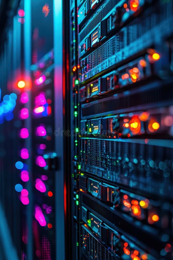 Illuminated Server Unit in Data Center - High-Tech Hardware and ...