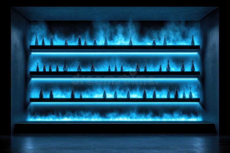 Blue Neon Shelves Dark Background Stock Photos - Free & Royalty-Free ...