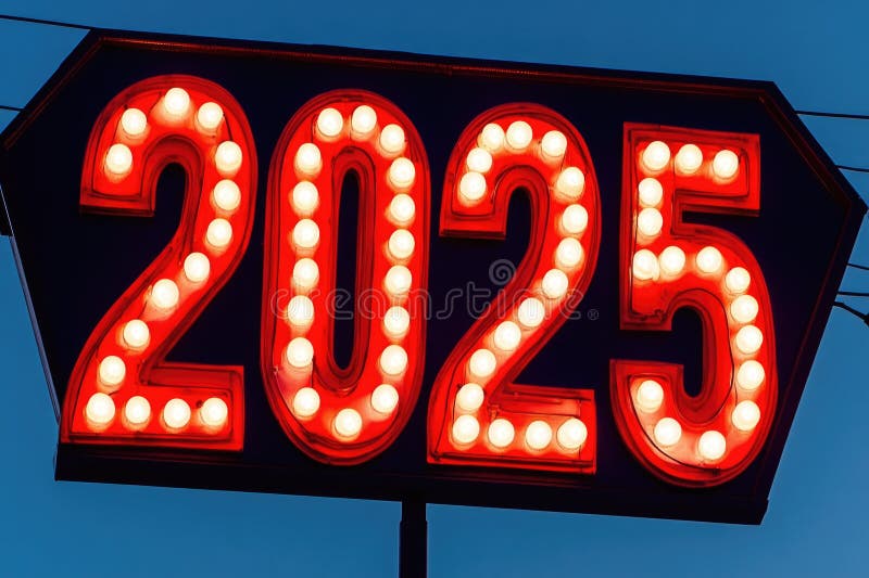 Illuminated 2025 New Year Celebration with Candlelight Reflection Stock ...