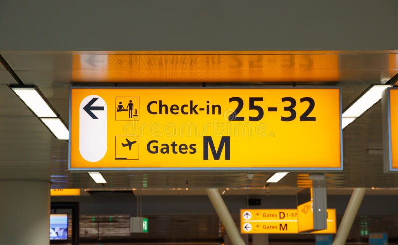 Illuminated Sign at Airport with Gate Number Stock Image - Image of ...