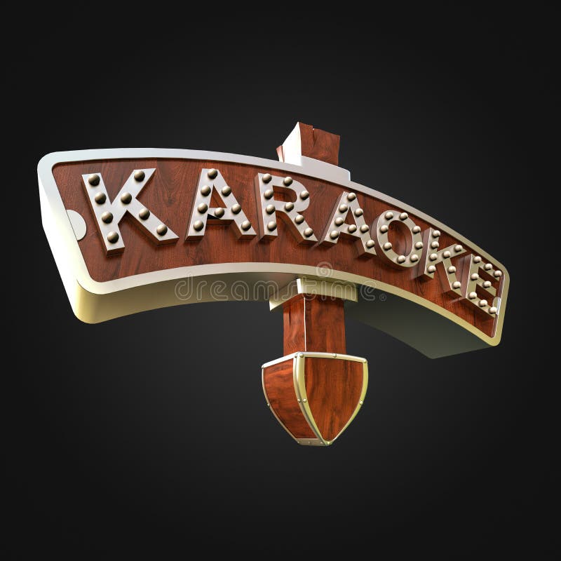 Illuminated Sign Karaoke on Black Background. Stock Image - Image of ...