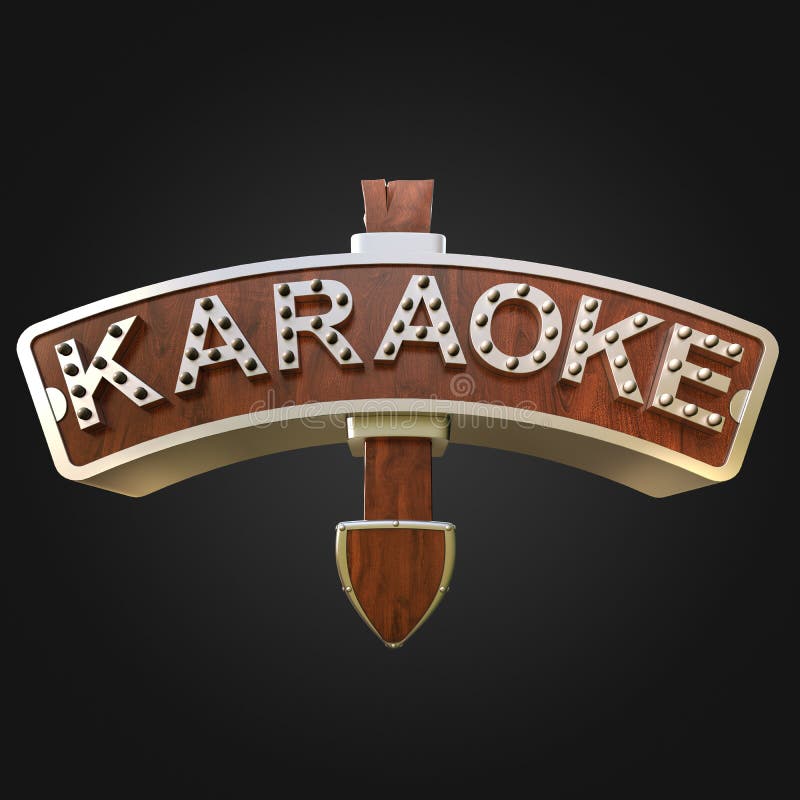 Illuminated Sign Karaoke on Black Background. Stock Image - Image of ...