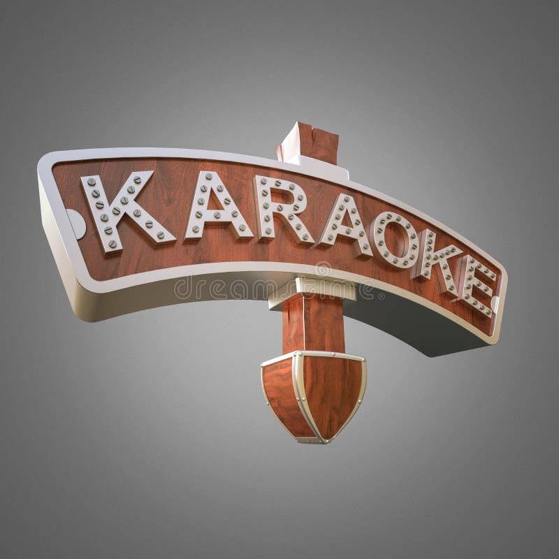 Illuminated Sign Karaoke on Grey Background. Stock Illustration ...