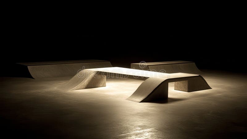Illuminated Skatepark Ramps and Tabletop Design Stock Illustration ...