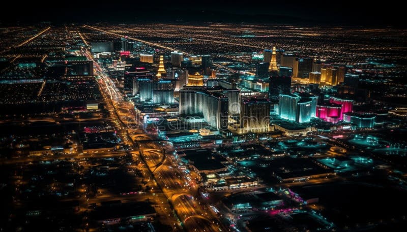 Illuminated Skyscrapers Light Up the City at Night Generated by AI ...