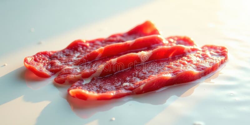 Illuminated Slices of Raw Meat Submerged in a Creamy Liquid. Generative ...