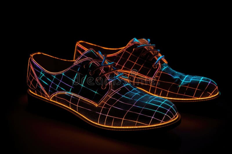 Illuminated Smart Shoes on a Dark Surface Stock Illustration ...