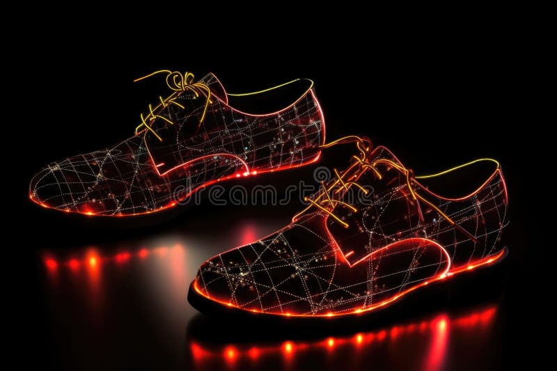 Illuminated Smart Shoes on a Dark Surface Stock Photo - Image of ...