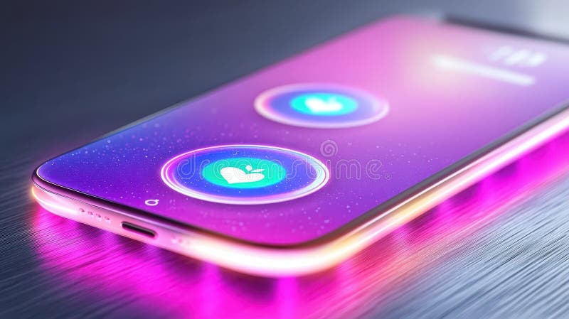 Illuminated Smartphone, Glowing Screen and Button Showcase Technology ...