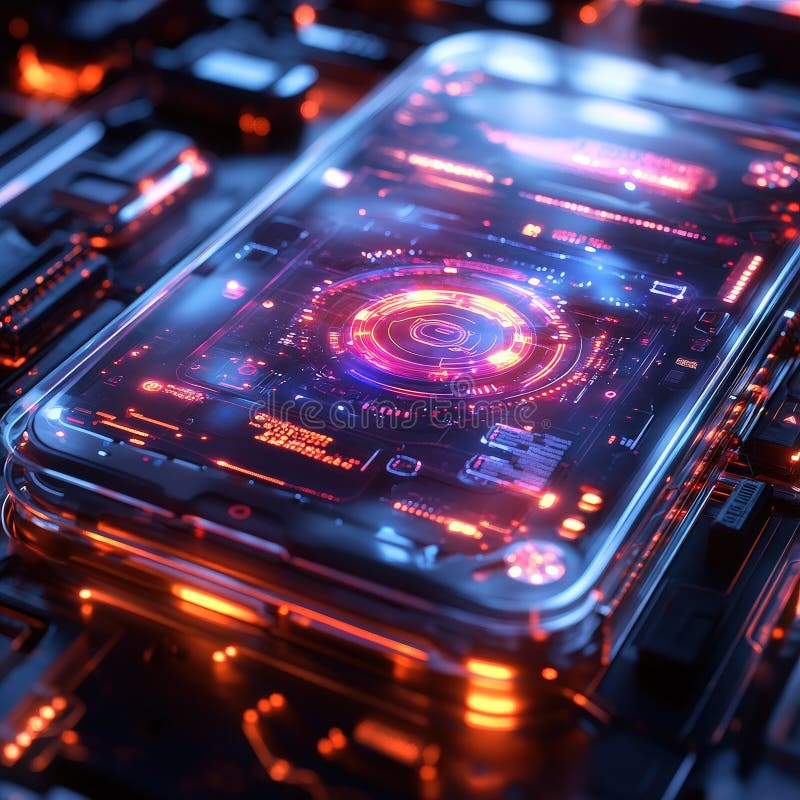 Advanced Glowing Smartphone with a High-tech Interface Stock Image ...