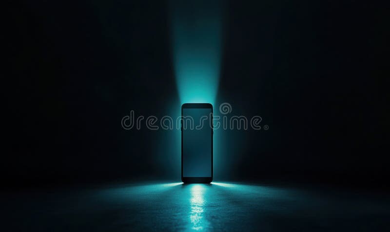 Illuminated Smartphone Silhouette in Dark Environment with Glowing ...