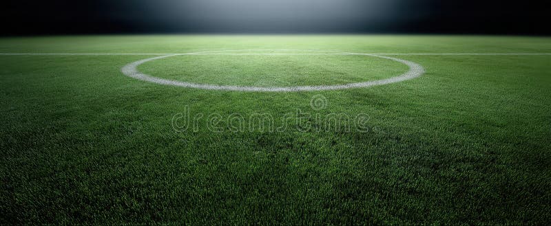 The Illuminated Soccer Field Under Spotlights with Detailed Turf and ...