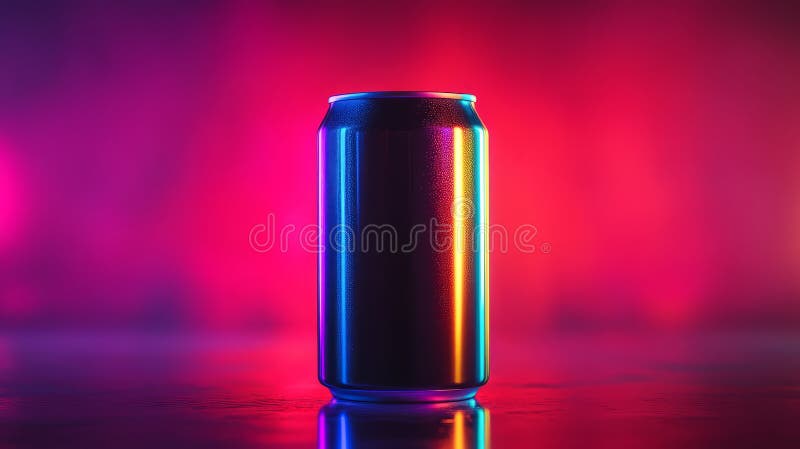Illuminated Soda Can Vibrant Neon Reflections Stock Photos - Free ...