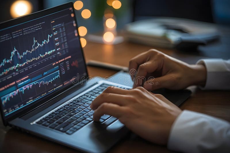 Stock Market Analysis Laptop Screen Financial Trading Insights ...
