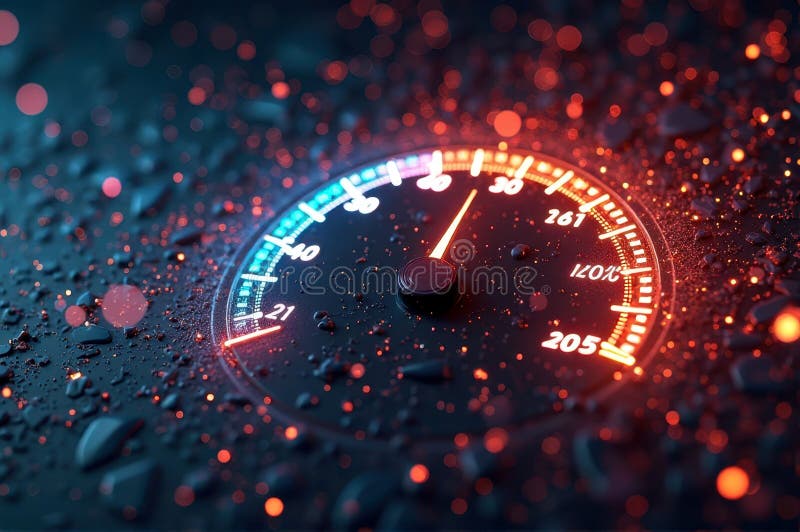 Car Speedometer Illuminated by Red Lights Stock Photo - Image of ...