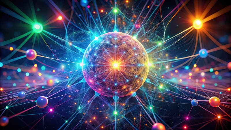 Illuminated Sphere Connected To a Network of Luminous Points and ...