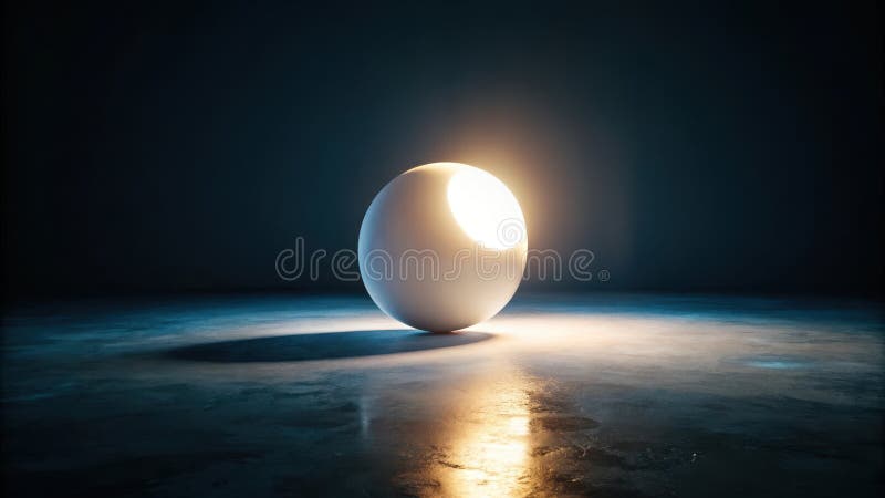 Illuminated Sphere on Dark Reflective Surface a Study in Light and ...