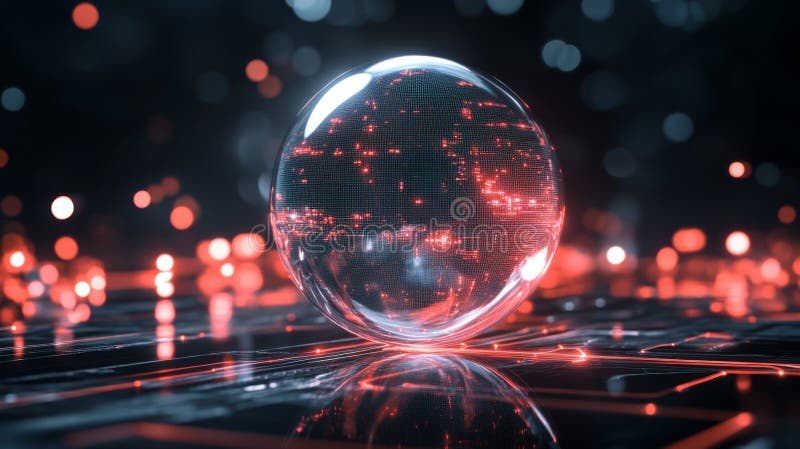 Illuminated Sphere Displays Digital Network Data Stock Image - Image of ...