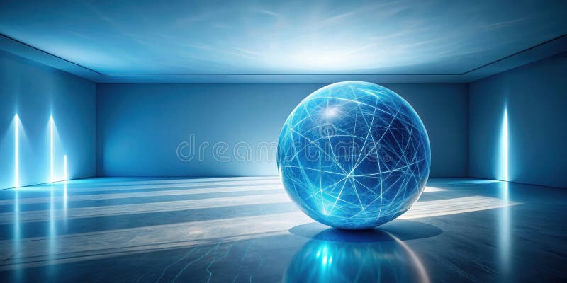 Illuminated Sphere in a Modern Room, Representing Global Connectivity ...