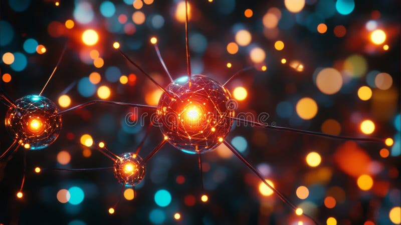 Illuminated Spheres Connected by Thin Wires Form a Network Stock ...