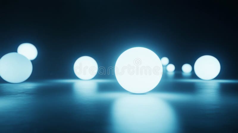 Illuminated Spheres on a Dark Surface Stock Illustration - Illustration ...