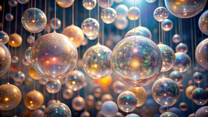 Illuminated Spheres Hanging from Above, Reflecting Inner Cosmic Scenes ...